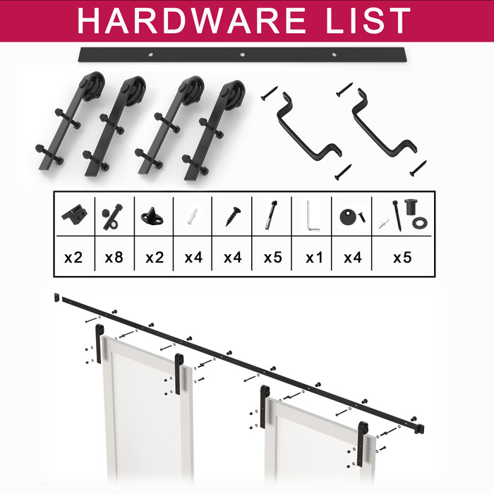 6-Lite Frosted Glass Double Barn Door, Solid Wood with Hardware | Ark Design