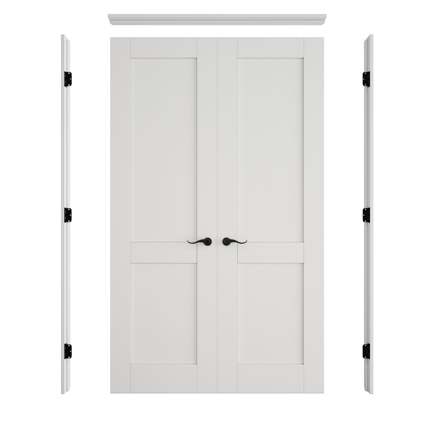 2-Lite Panel French Door with Hardware Kit, Solid Core MDF Wood, White ...