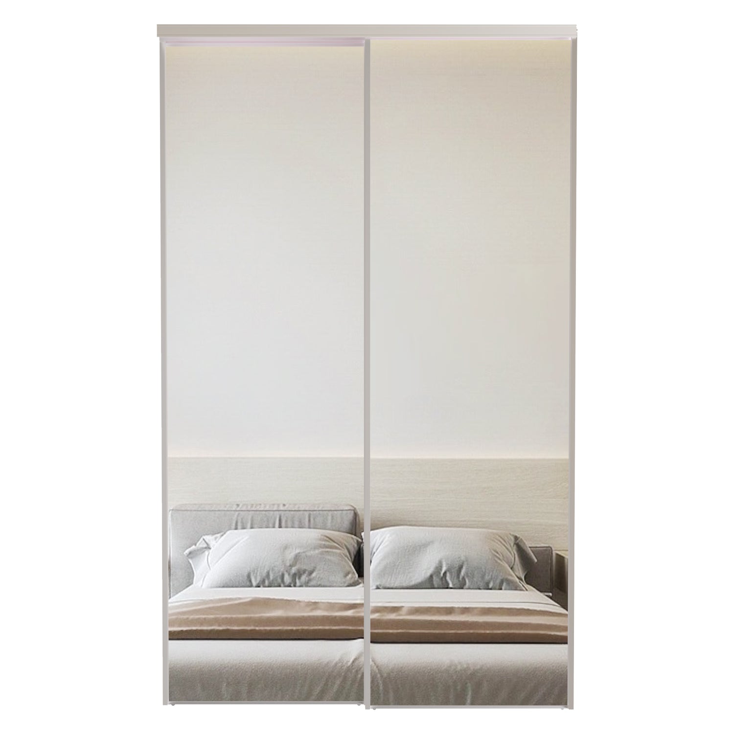 1 Lite Slim Frame Mirror Bypass Sliding Closet Door with Hardware Kit ...