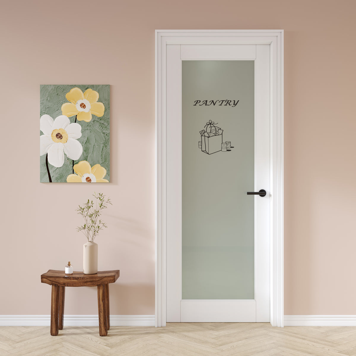 1-Lite Frosted Glass Pantry Door Slab with/without Prehung Kit, White ...