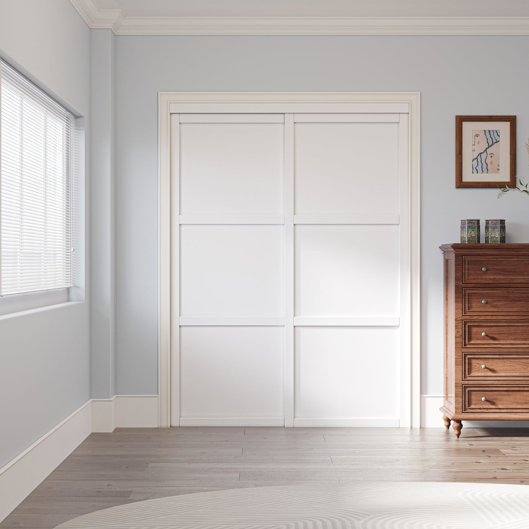 3-Lite Panel Bypass Sliding Closet Door with Hardware Kit, Solid Core ...