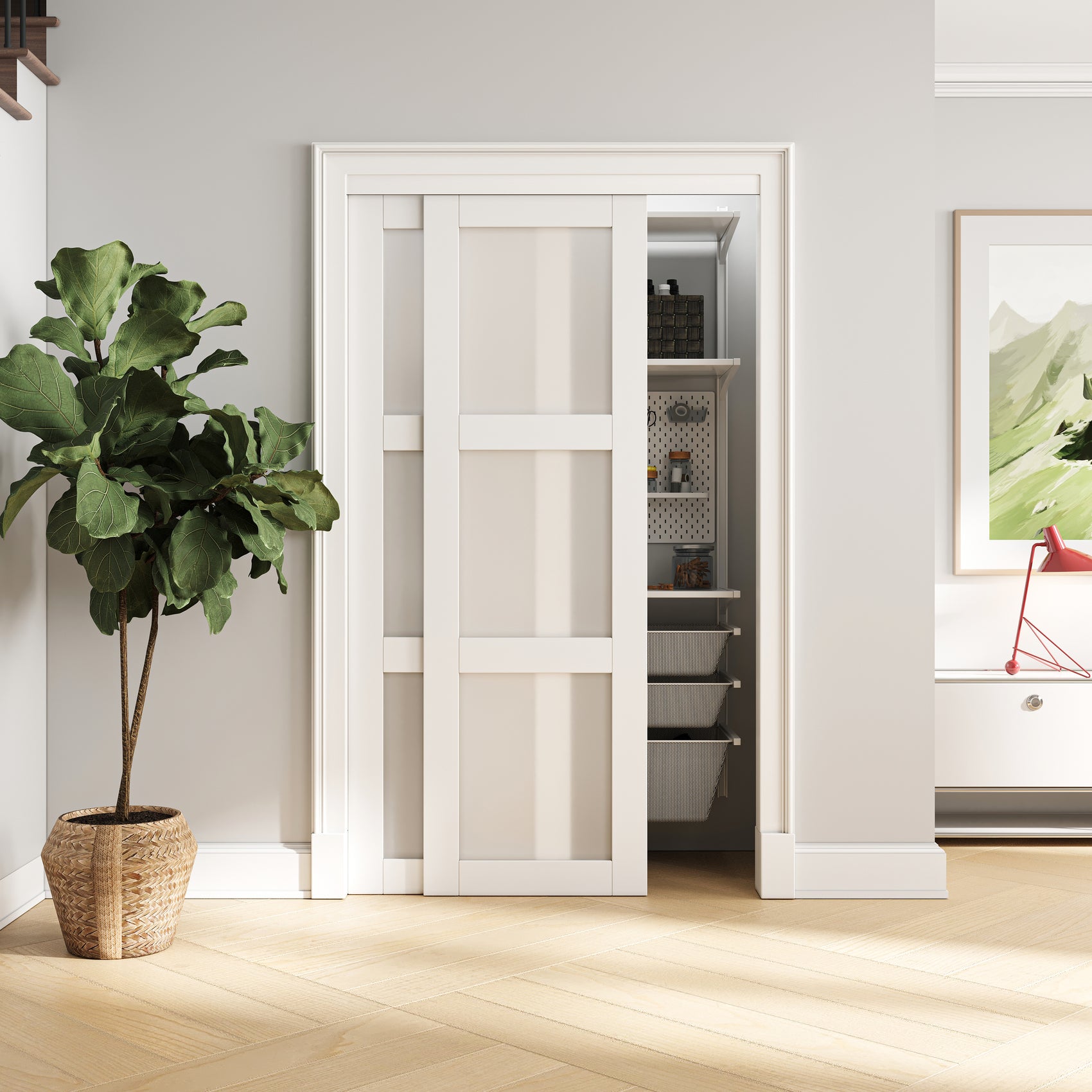 3-Lite Frosted Glass Bypass Sliding Closet Door with Hardware Kit ...