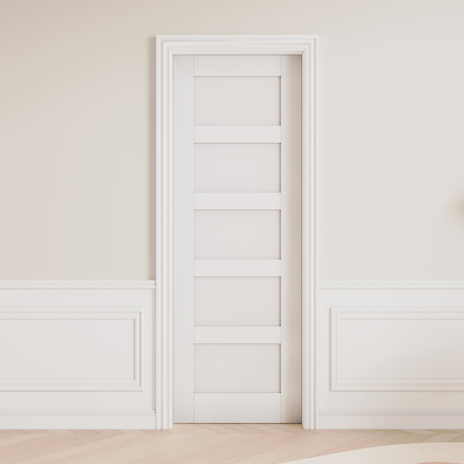 Ark Design 5-Lite Panel Door Slab with/without Prehung Kit, White