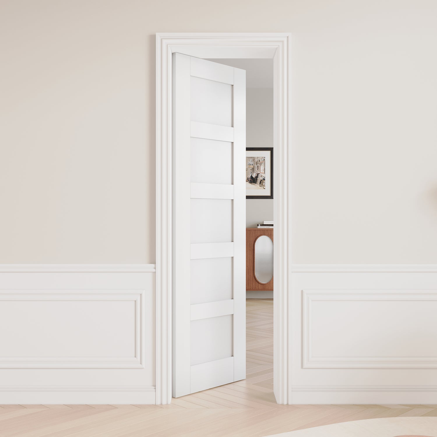 Ark Design 5-Lite Panel Door Slab with/without Prehung Kit, White