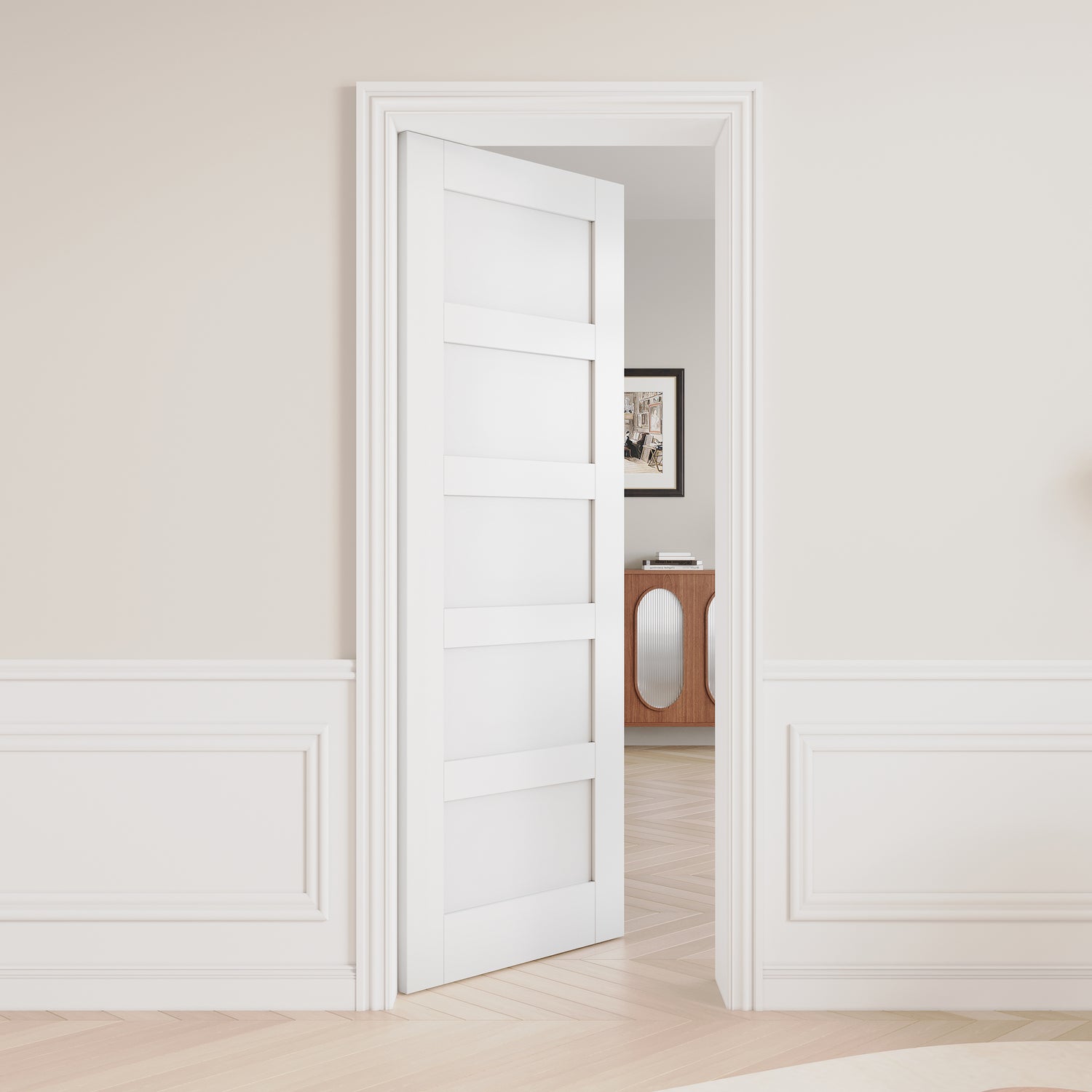 Ark Design 5-Lite Panel Door Slab with/without Prehung Kit, White