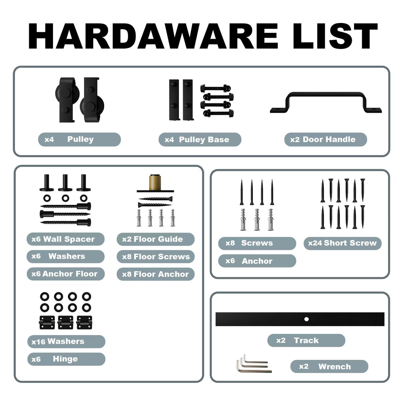 Ark Design 5-Lite Bifold Barn Door MDF Wood , Prefinished & Paintable