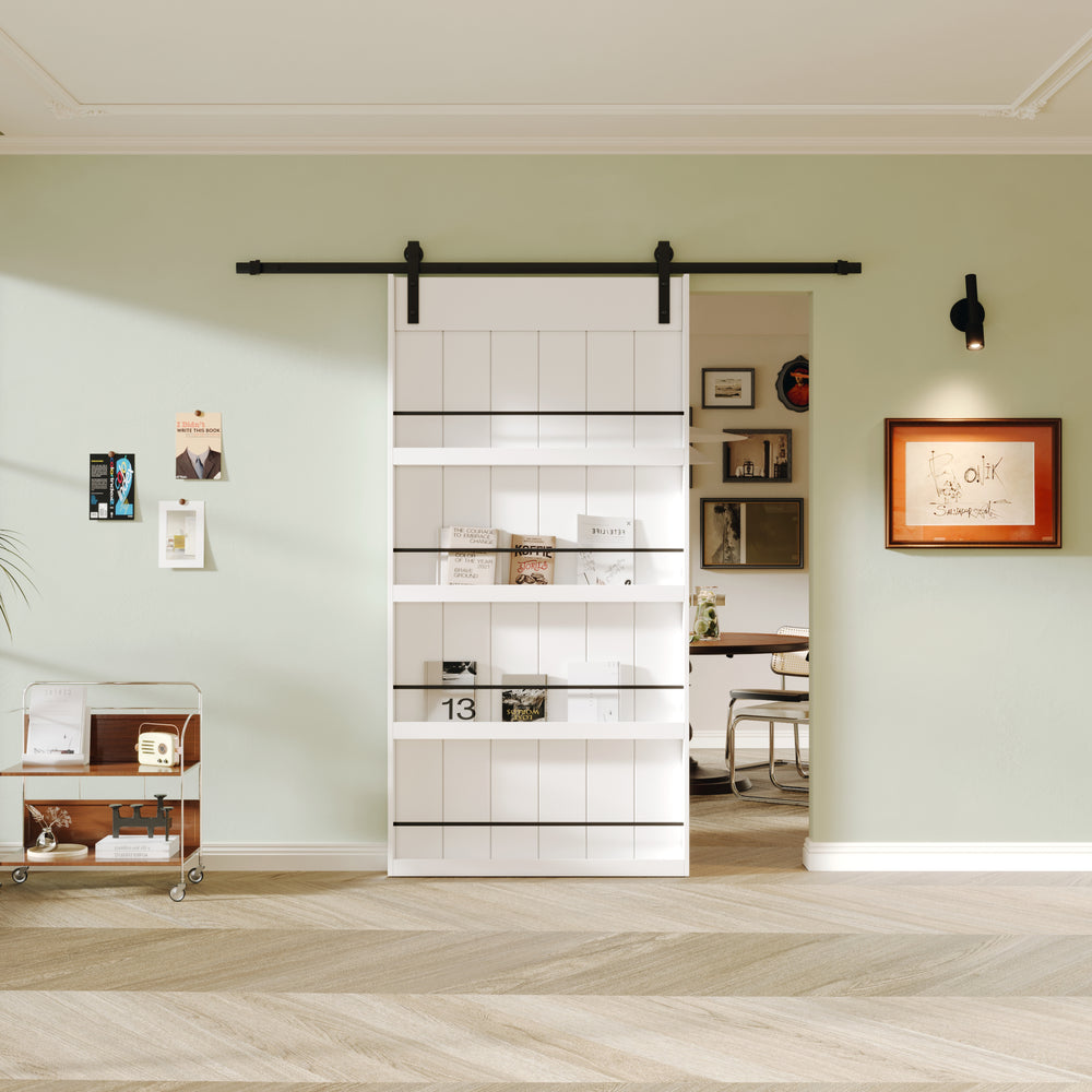 Ark Design Bookshelf Sliding Barn Door, Solid Core MDF Wood