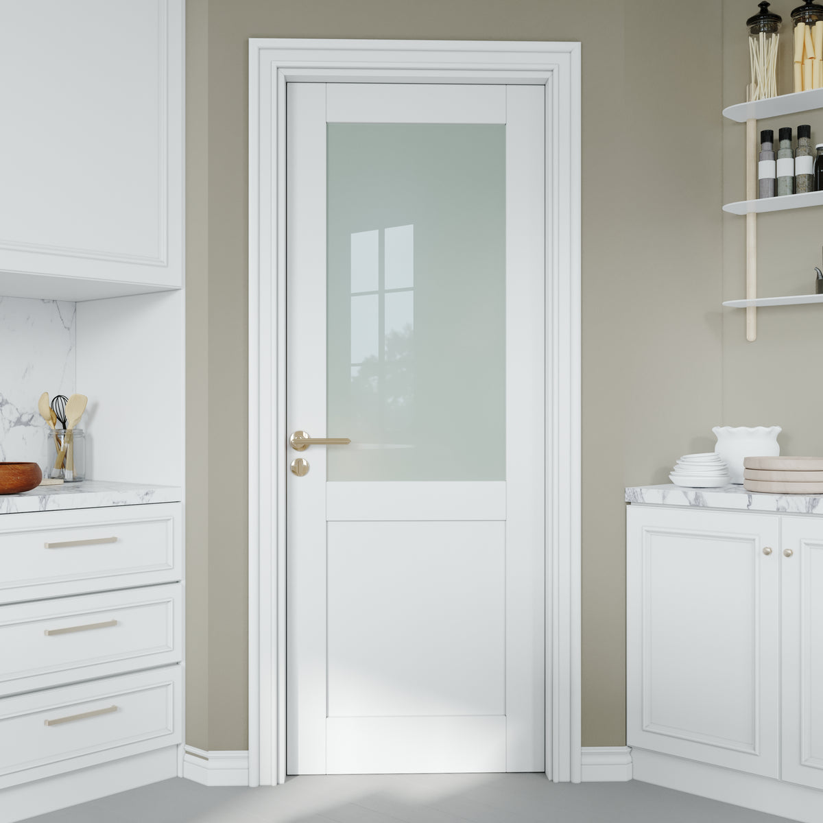 Ark Design Half Lite Frosted Glass Door Slab with/without Prehung Kit,