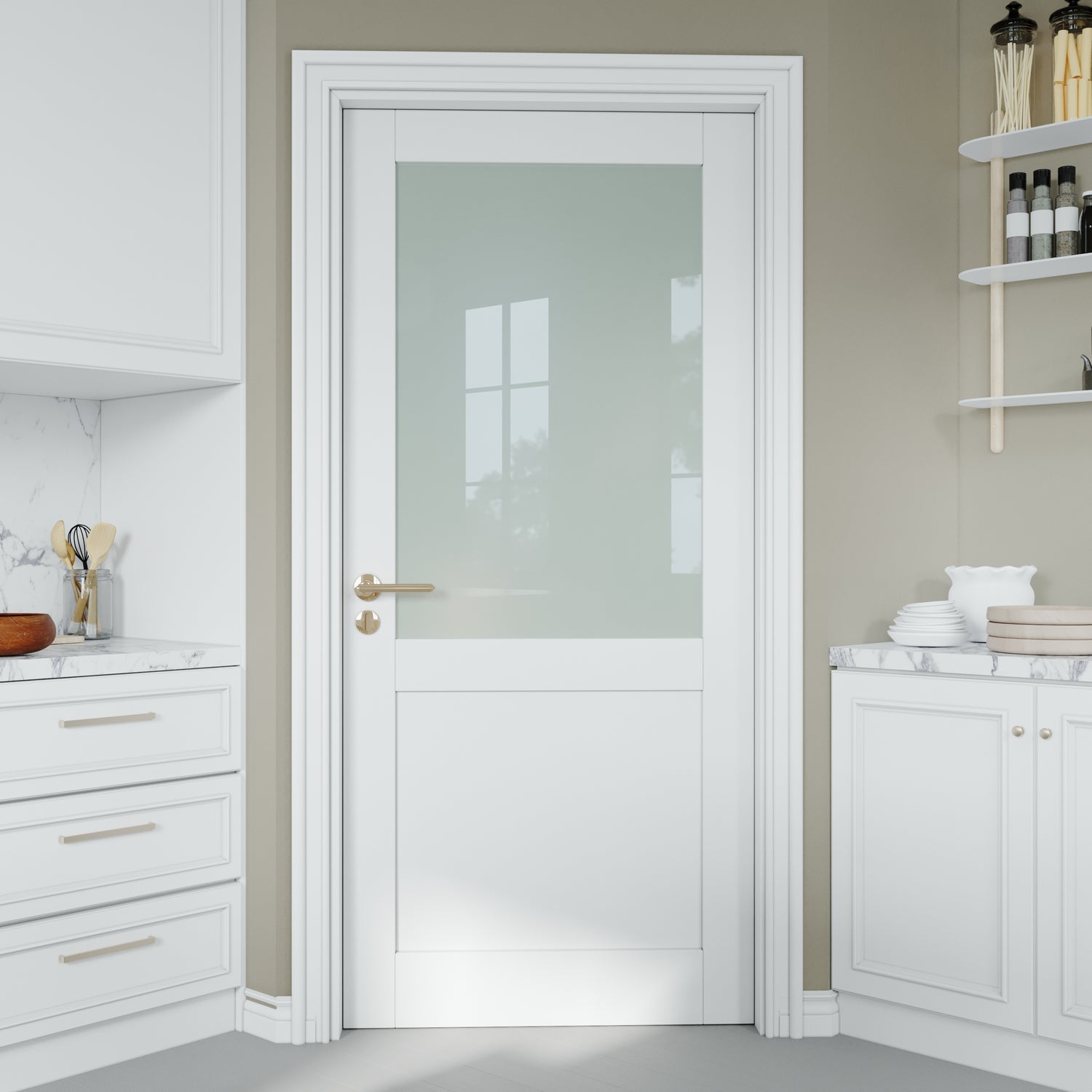 Ark Design Half Lite Frosted Glass Door Slab with/without Prehung Kit,