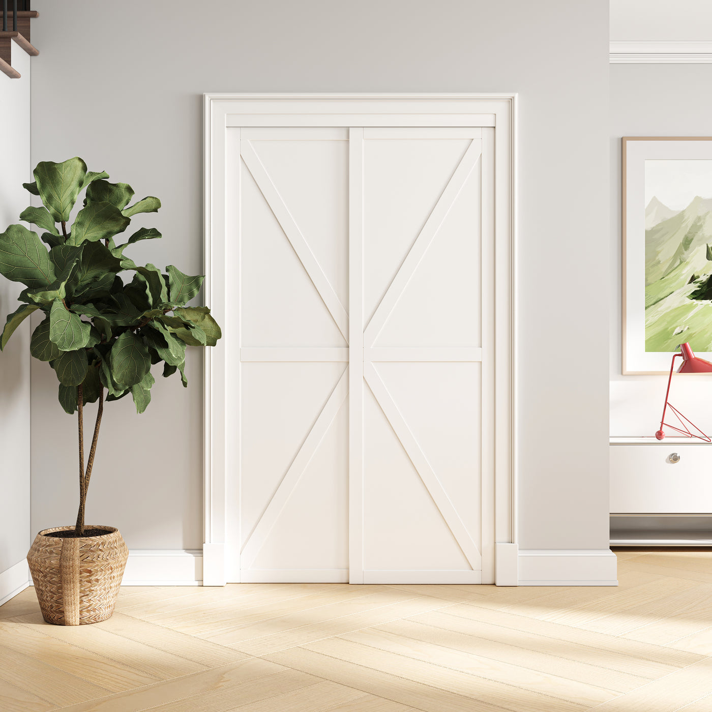 Bypass Sliding Closet Door with Hardware Kit, Solid Core Wood, White, K ...