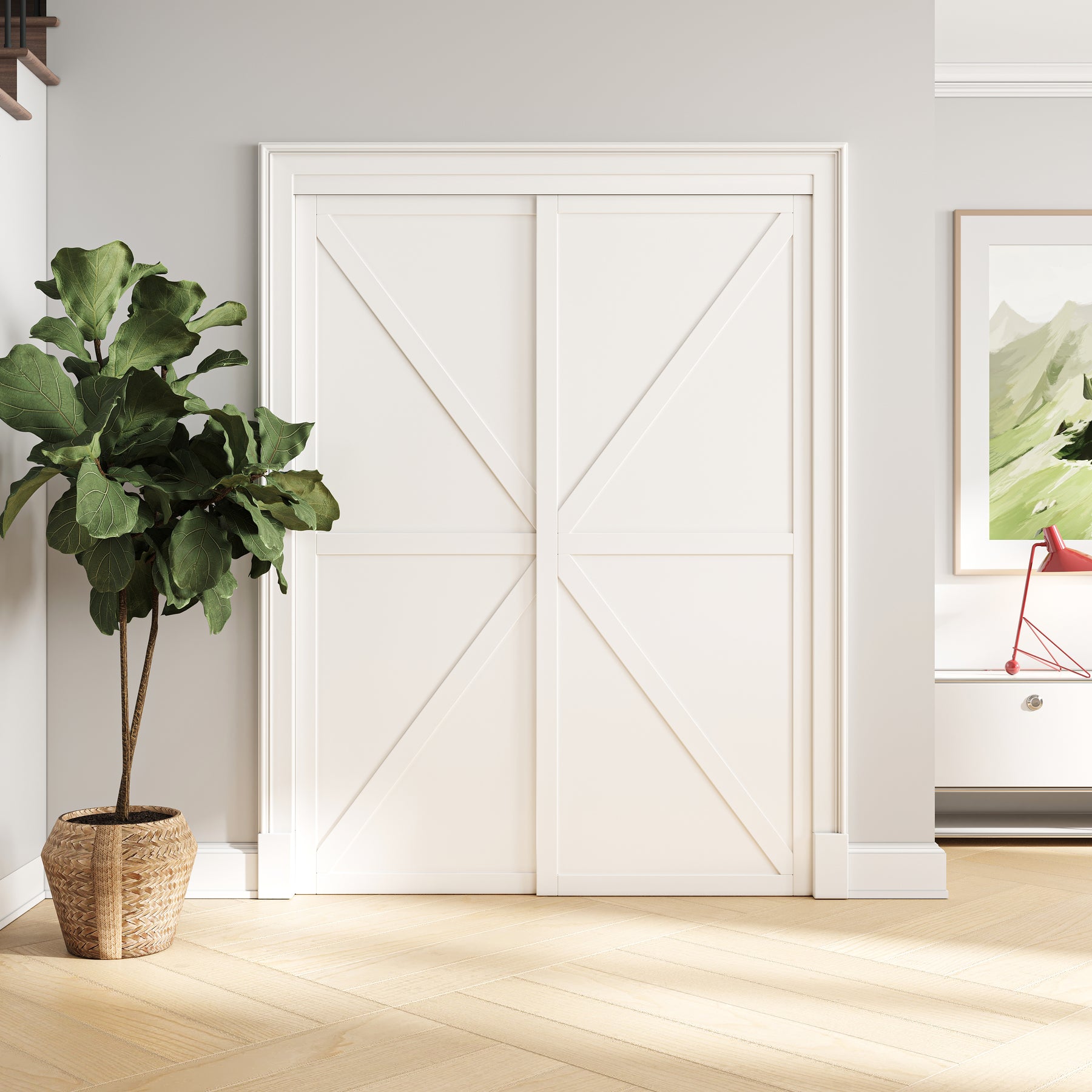 Bypass Sliding Closet Door with Hardware Kit, Solid Core Wood, White, K ...