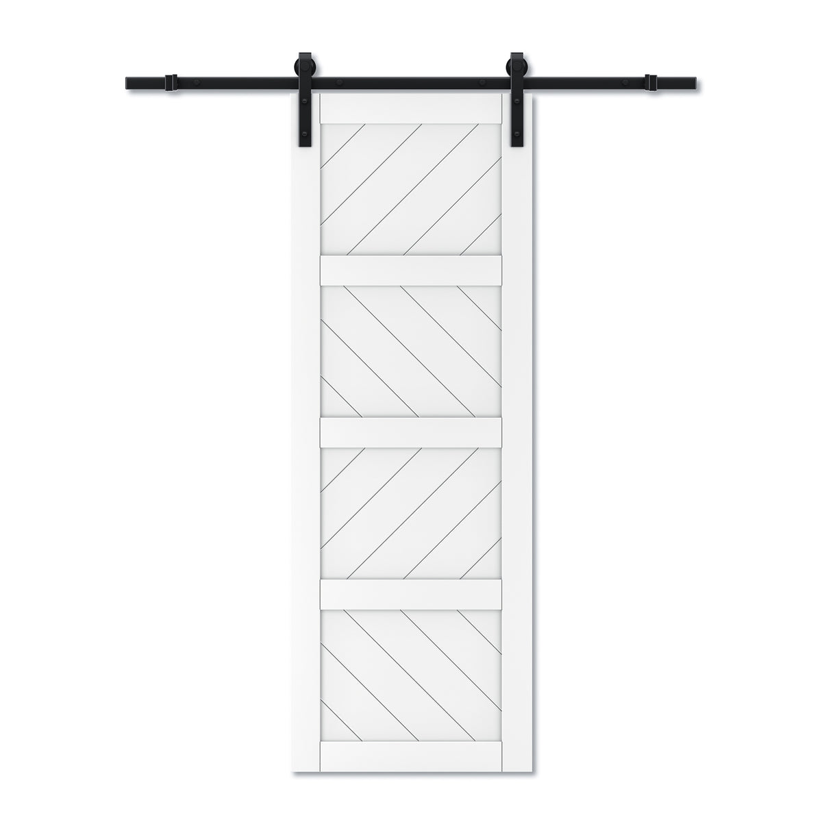 Ark Design Sliding Barn Door, 4 Waves Style, Solid Core MDF Wood & PVC