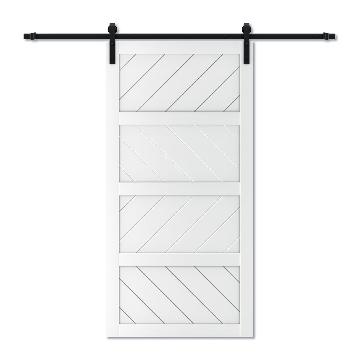 Ark Design Sliding Barn Door, 4 Waves Style, Solid Core MDF Wood & PVC