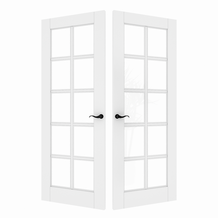 10-Lite Clear Glass French Door with Hardware Kit, Solid Core MDF Wood ...