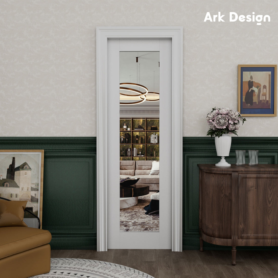 Ark Design Mirror Pocket Door with Hardware Kit & Frame, Solid Core ...