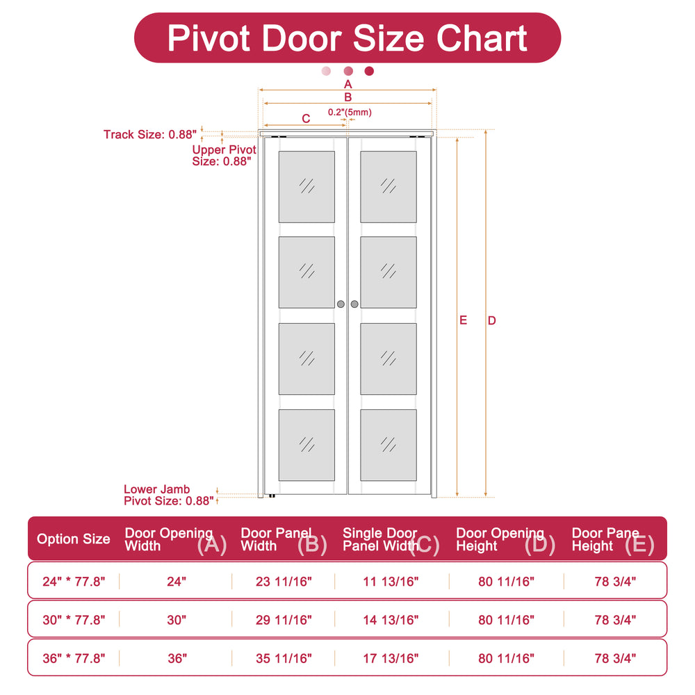 1-Lite Mirror narrow French Pivot Door with Hardware Kit, White | Ark ...