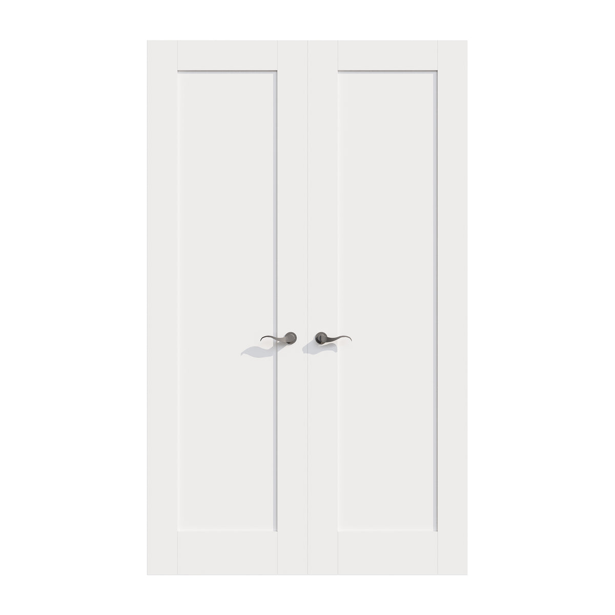 1-Lite Panel French Door with Hardware Kit, Solid Core MDF Wood, White ...