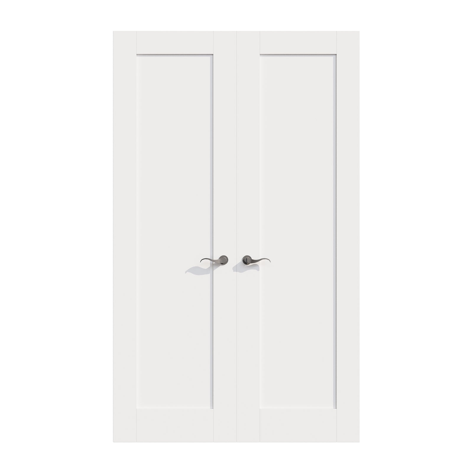 1-Lite Panel French Door with Hardware Kit, Solid Core MDF Wood, White ...