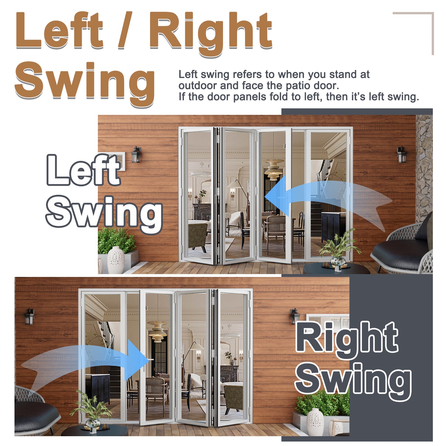 Custom Bifold Patio Door - Left Swing Open (3 Panels)