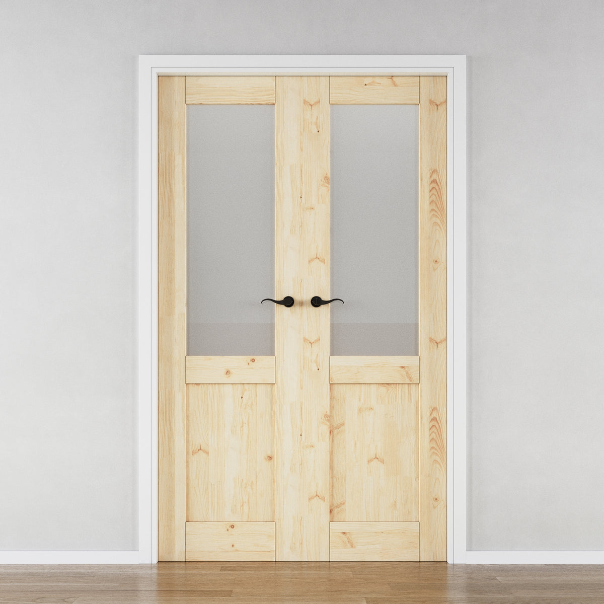 Half Lite Frosted Glass White Solid Core Double Prehung French Door ...