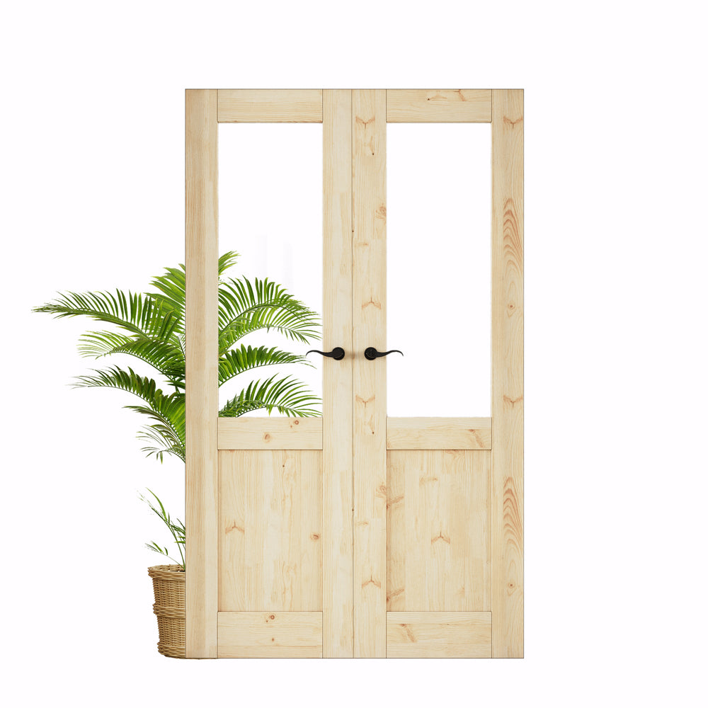 Half Lite Frosted Glass White Solid Core Double Prehung French Door ...