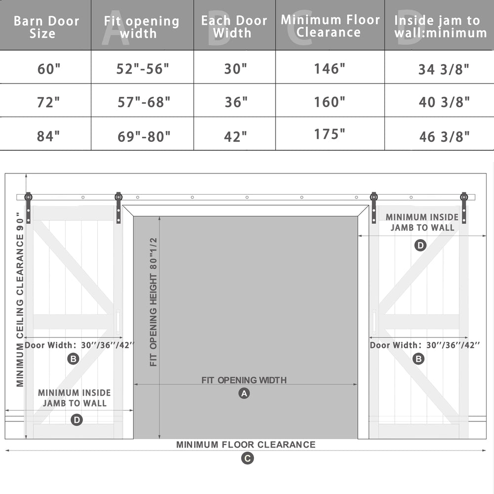 Ark Design Bookshelf Sliding Barn Door, Solid Core MDF Wood