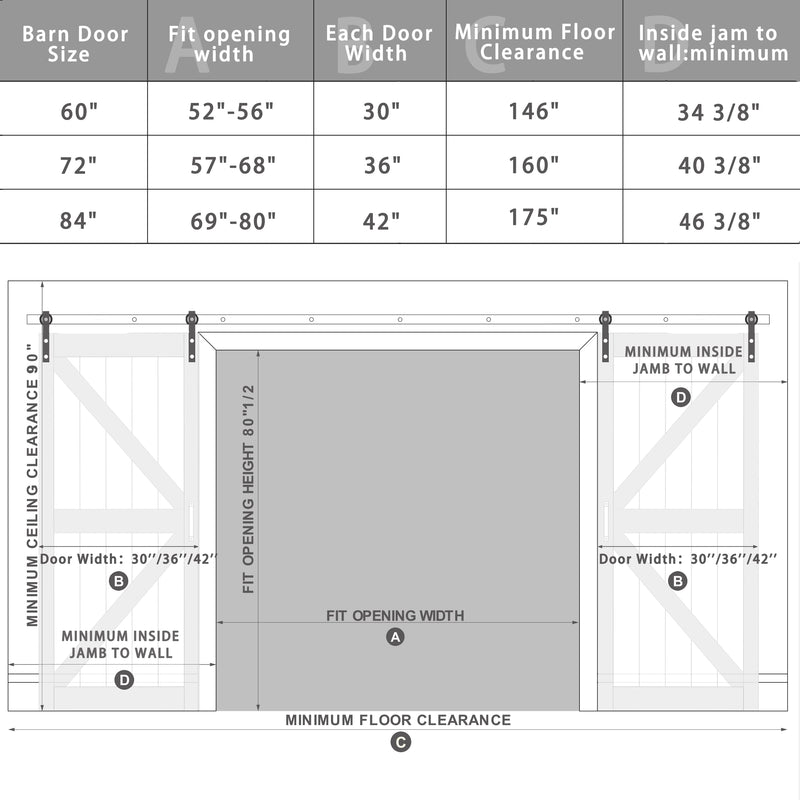 Ark Design Bookshelf Sliding Barn Door, Solid Core MDF Wood