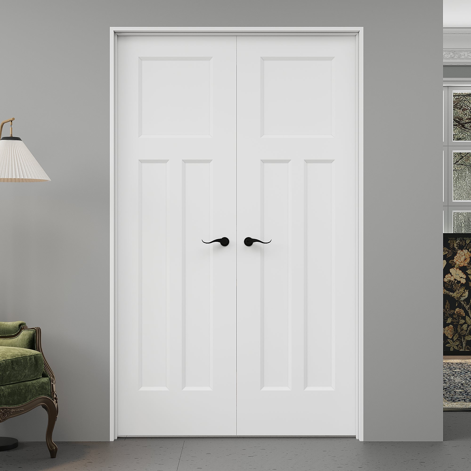 T Shapel Double Doors with French Door, Molded Solid Core Door, Ready ...