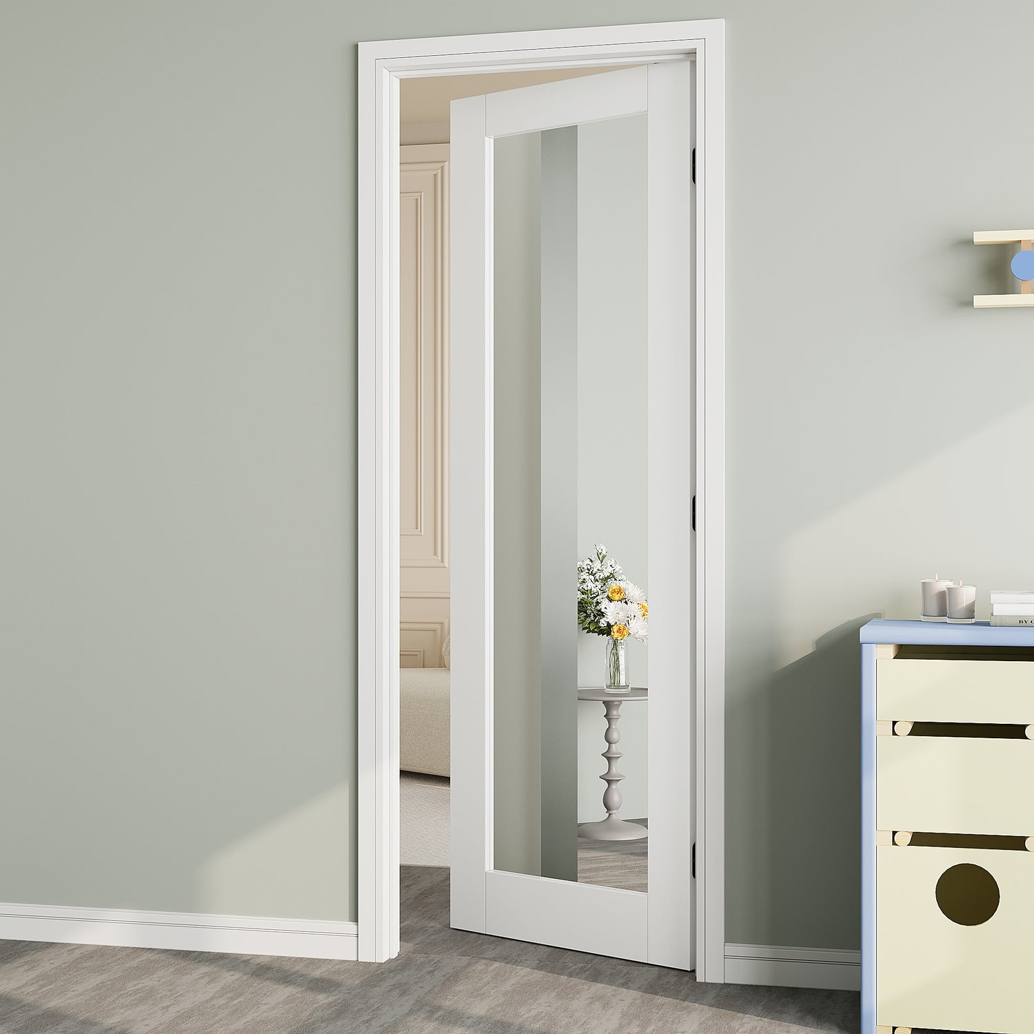 Ark Design 1-Lite One Side Mirror Door Slab with/without Prehung Kit,