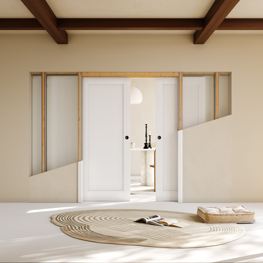 Ark Design Panel Pocket Door with Hardware Kit & Frame, Solid Core Wood ...